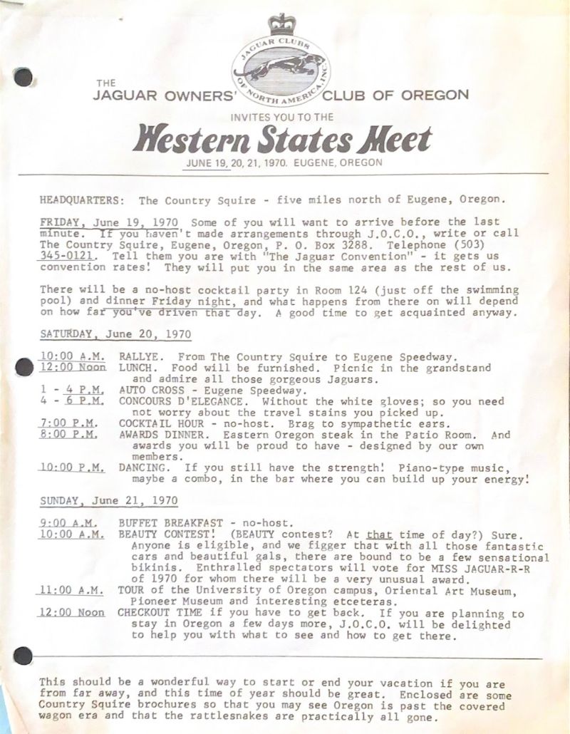 Western States Meet June 1970 - Jaguar Owners Club of Oregon